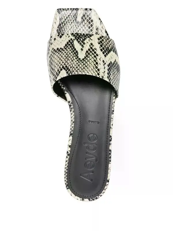 AeydĒ Anna Snake-print Leather Flats