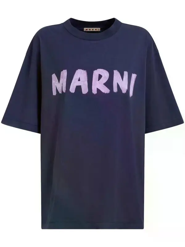 Marni Logo-print Cotton T-shirt - Blue