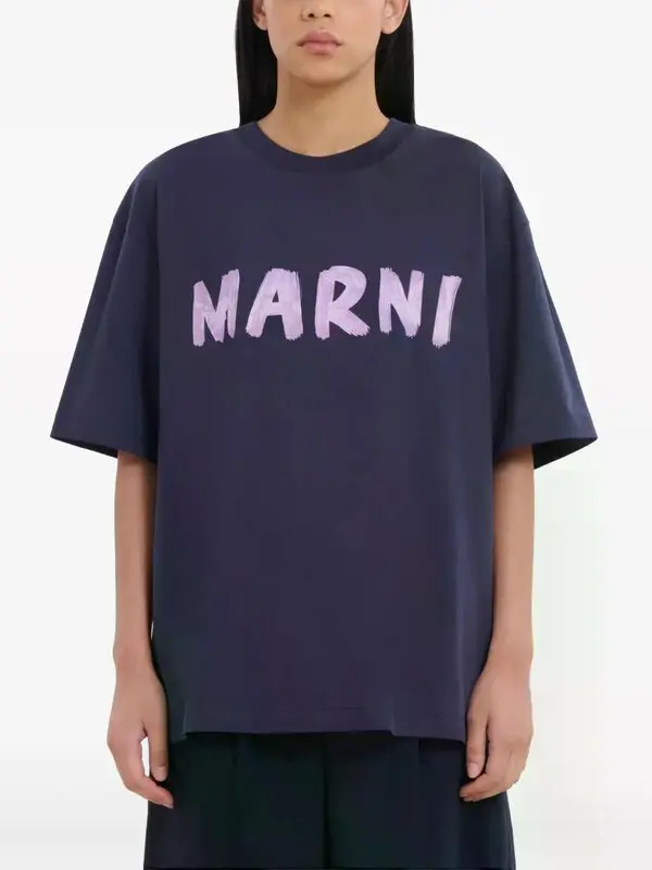 Marni Logo-print Cotton T-shirt - Blue