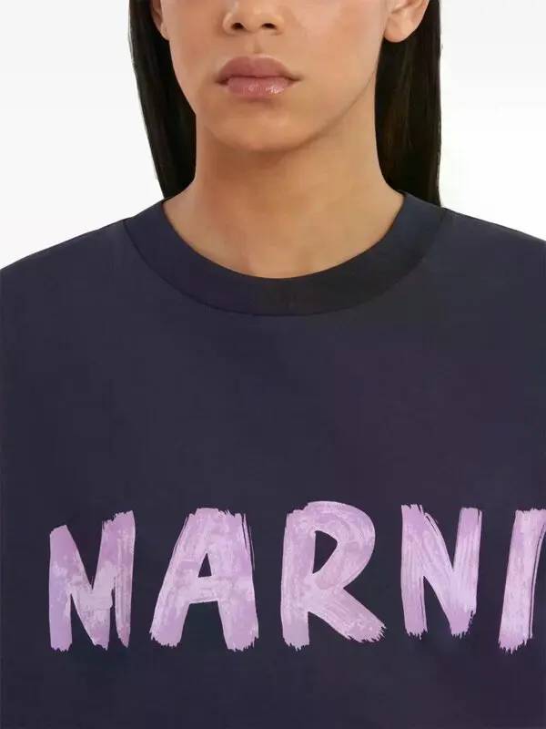 Marni Logo-print Cotton T-shirt - Blue