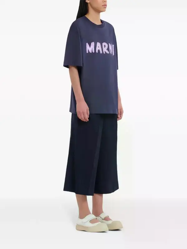 Marni Logo-print Cotton T-shirt - Blue