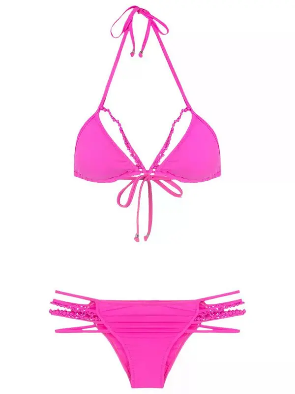 AMIR SLAMA Beaded-strap Triangle Bikini - Pink