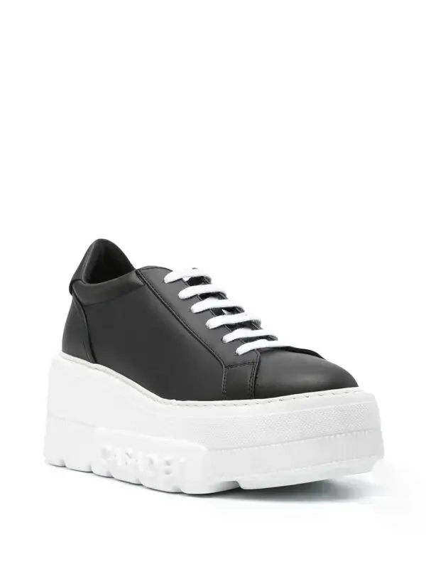 Casadei Nexus Leather Wedge Sneakers - Black