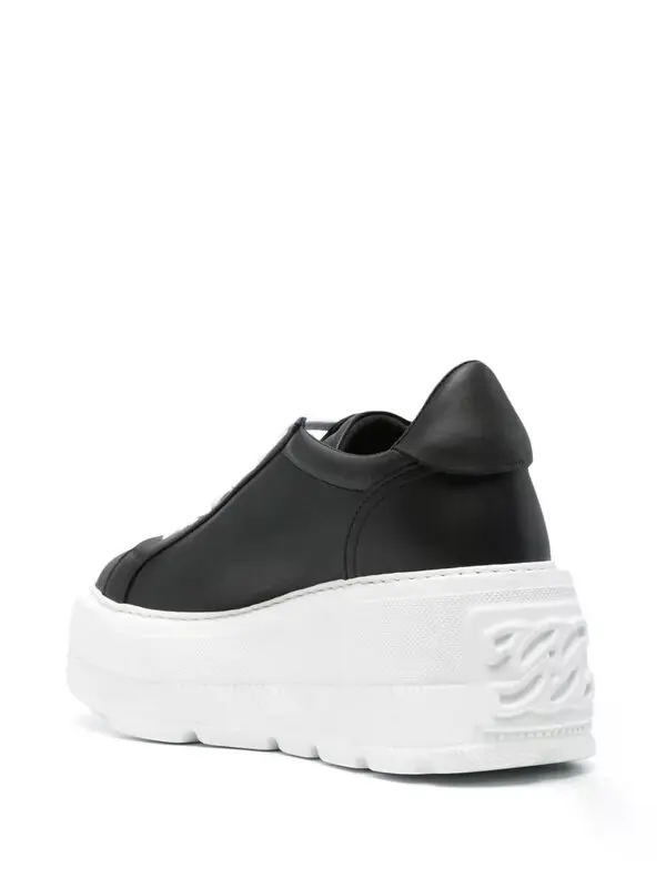 Casadei Nexus Leather Wedge Sneakers - Black