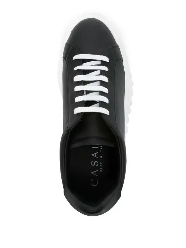 Casadei Nexus Leather Wedge Sneakers - Black