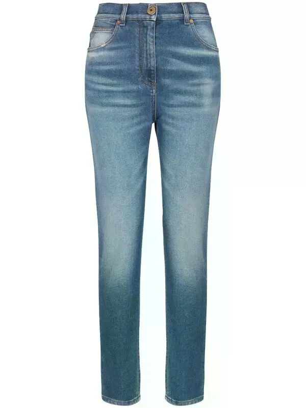 Balmain Logo-plaque Slim-cut Jeans