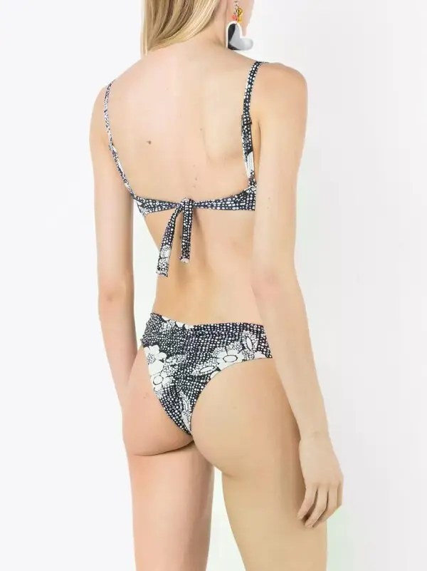AMIR SLAMA Logo-plaque Floral-print Bikini