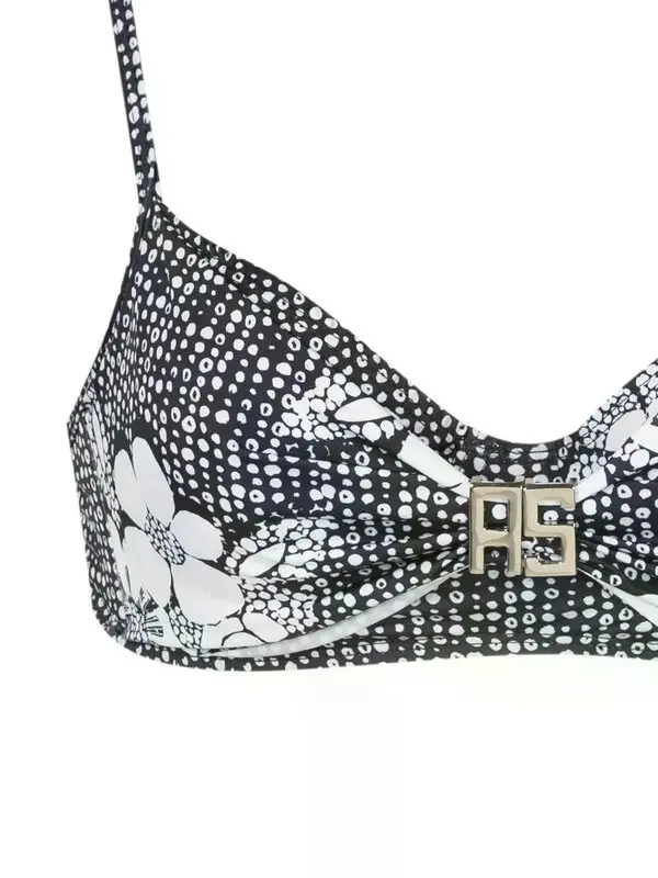 AMIR SLAMA Logo-plaque Floral-print Bikini