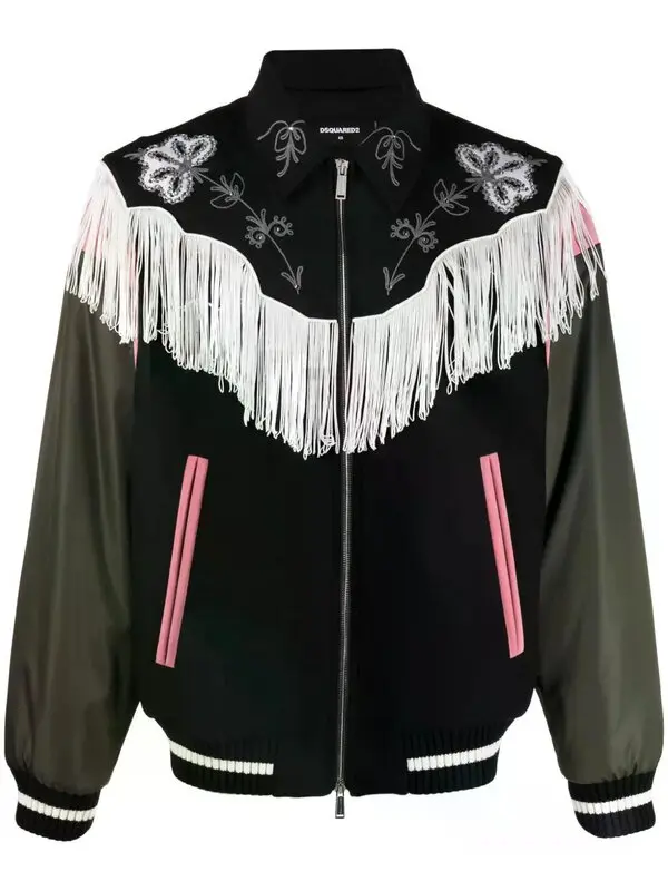 Dsquared2 Frayed-trim Bomber Jacket