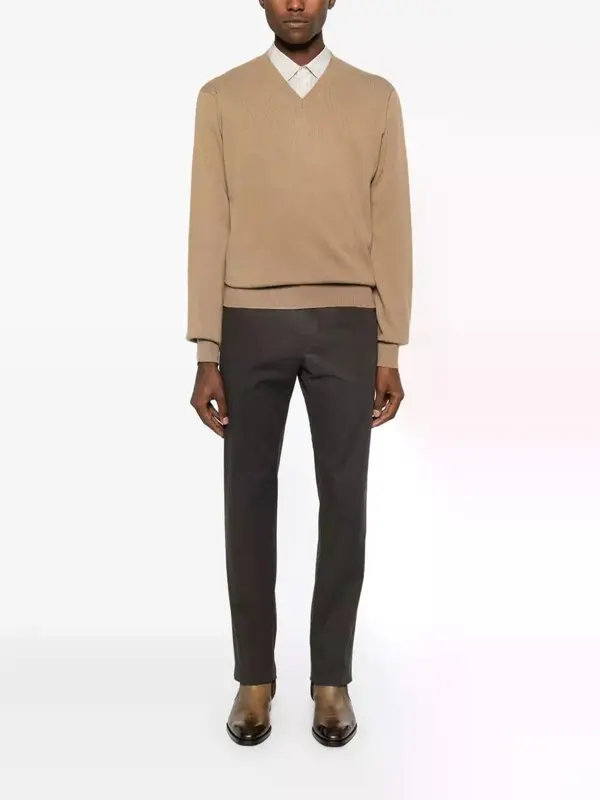 Zegna Pressed-crease Trousers - Brown
