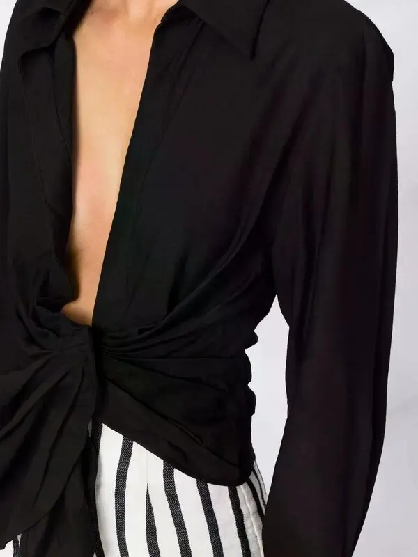 Jacquemus La Chemise Bahia Draped Shirt - Black