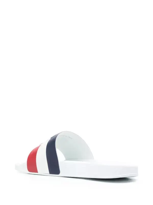 Moncler Striped Logo-detail Slides - White