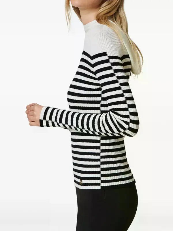 TWINSET Striped Ribbed Knit Jumper