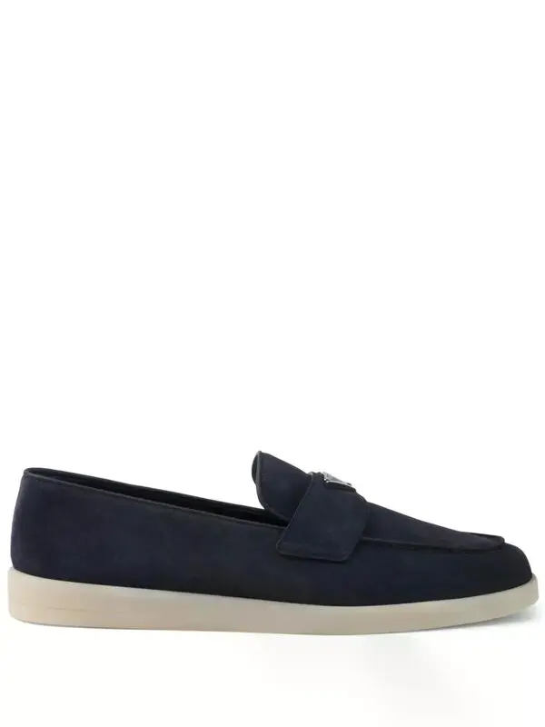 Prada Suede Loafers With Enameled Triangle Logo