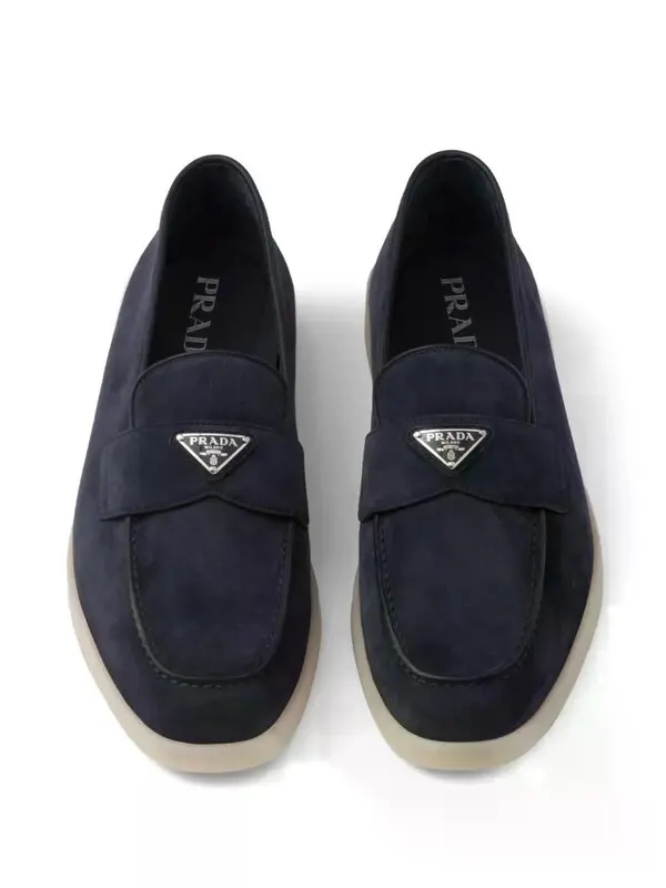 Prada Suede Loafers With Enameled Triangle Logo