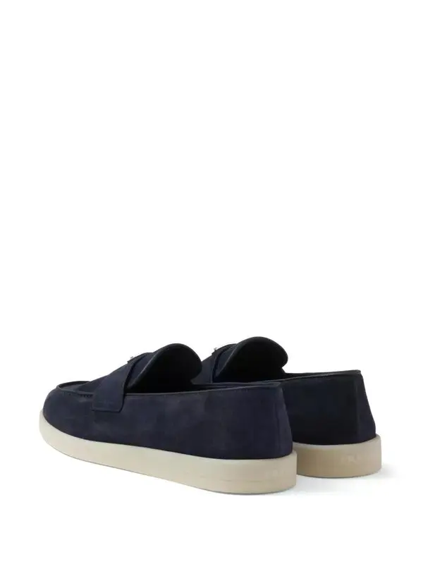 Prada Suede Loafers With Enameled Triangle Logo