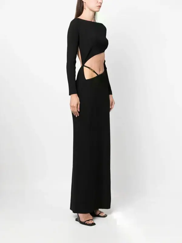 Gcds Asymmetric Ribbed-knit Dress - Black