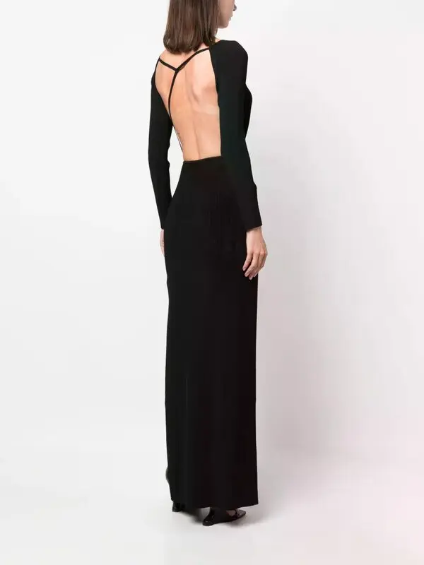 Gcds Asymmetric Ribbed-knit Dress - Black