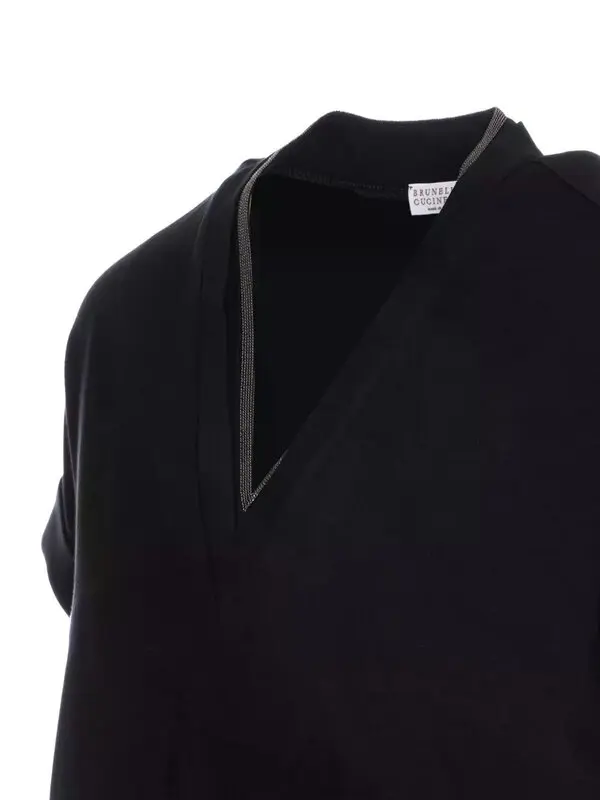 Brunello Cucinelli Stretch-cotton Top With Monili Detail - Black