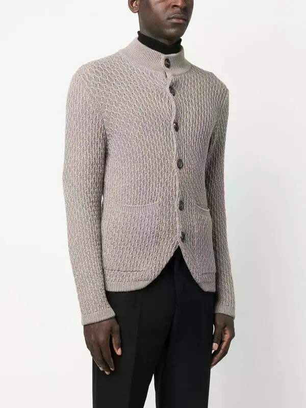 Canali Textured-knit Merino Wool Cardigan
