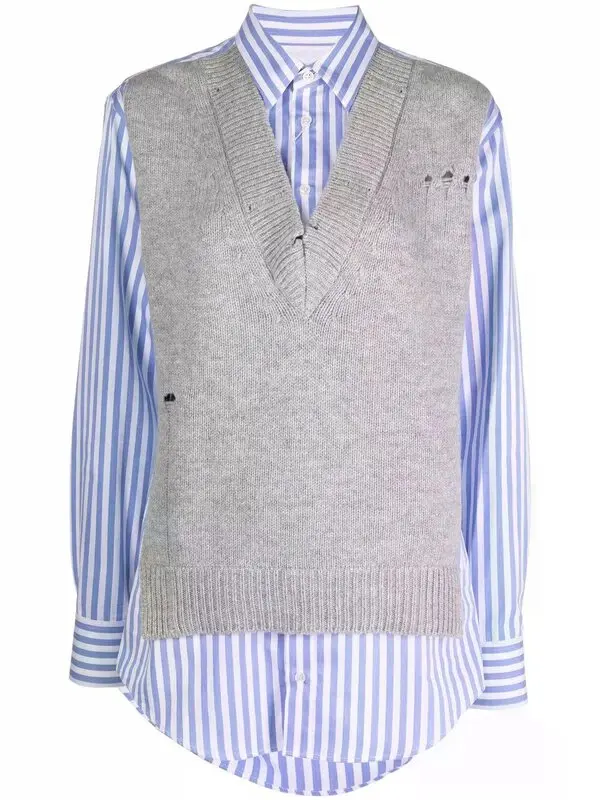 MAISON MARGIELA Spliced Knit-detail Shirt