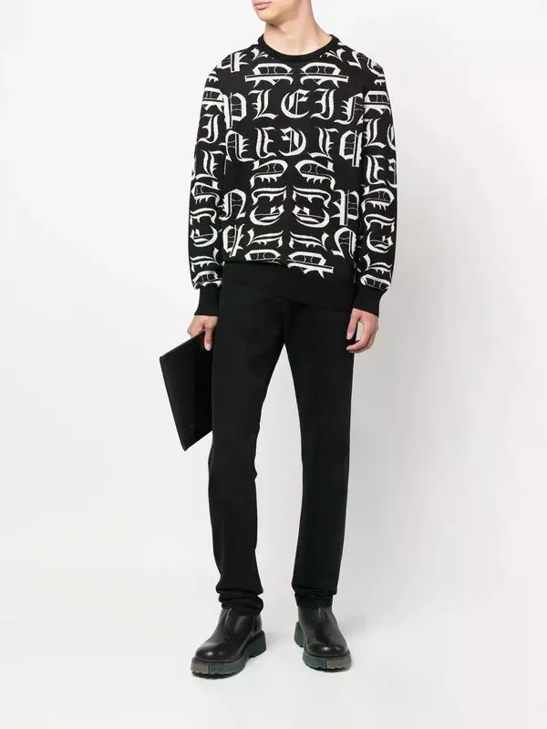 Philipp Plein Logo-embroidered Crew Neck Sweater