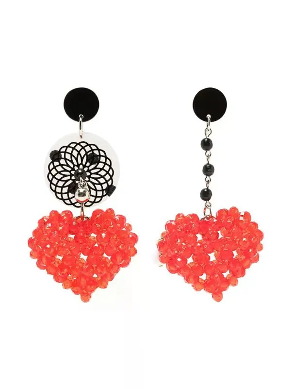 AMIR SLAMA Asymmetric Heart-charm Earrings - Red