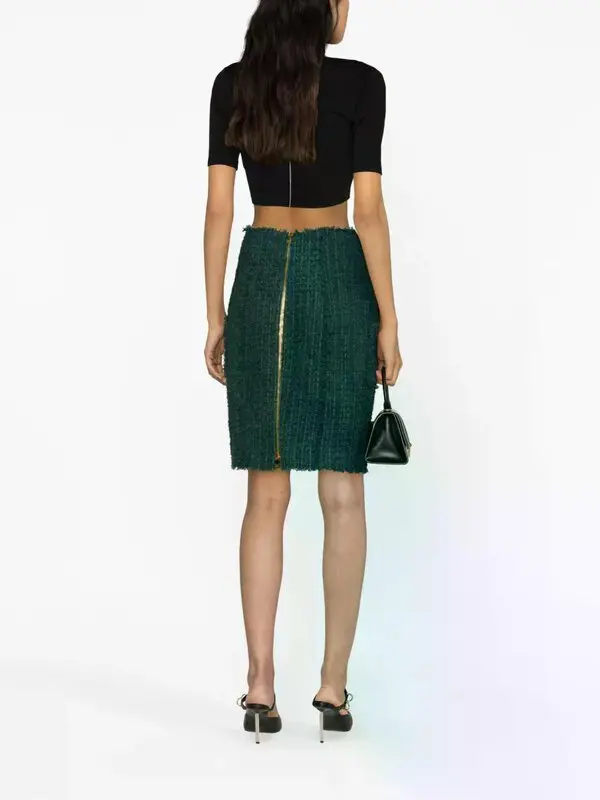 Balmain Button-detail Tweed Pencil Skirt