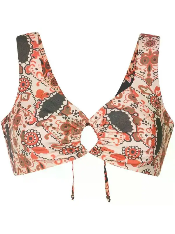 AMIR SLAMA Floral-print Cropped Top