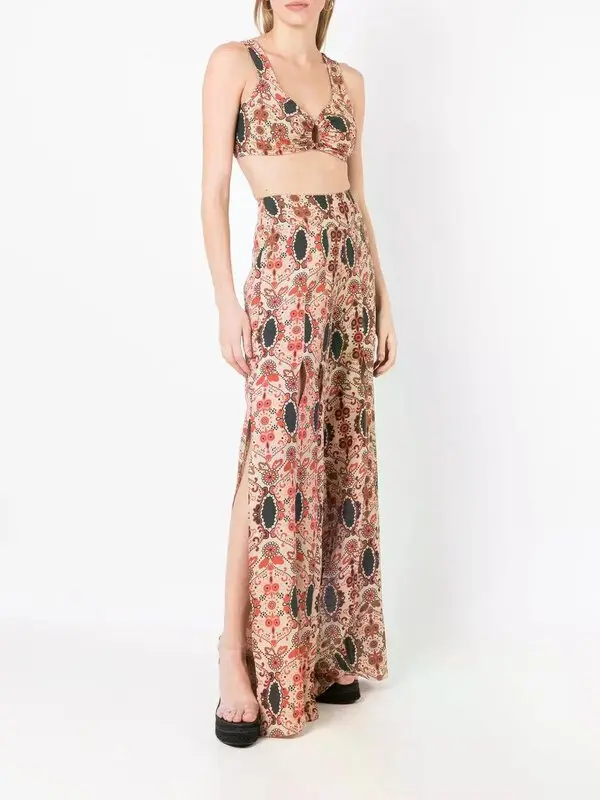 AMIR SLAMA Floral-print Cropped Top