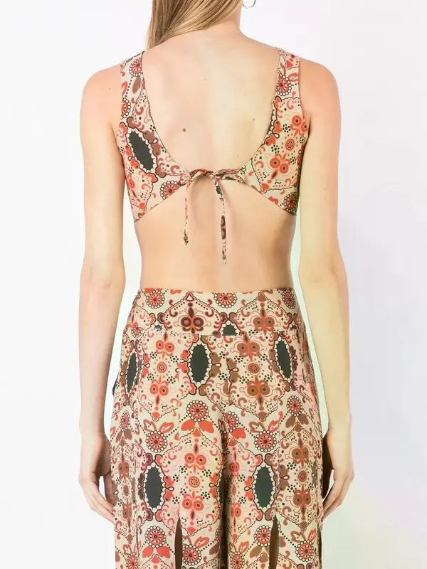 AMIR SLAMA Floral-print Cropped Top