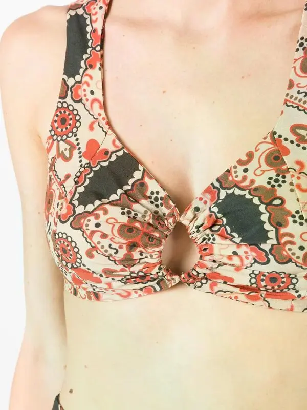 AMIR SLAMA Floral-print Cropped Top