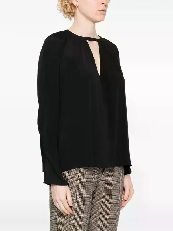 Pinko Chiffon Crepe Gathered Blouse