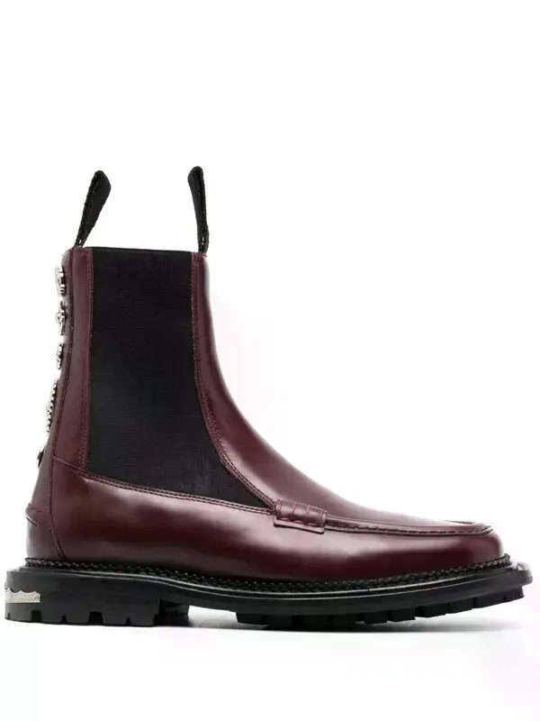 Toga Stud-embellished Leather Ankle Boots
