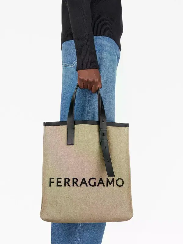 FERRAGAMO Embossed-logo Leather Tote Bag