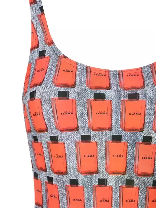 AMIR SLAMA Illustration-print Open-back Swimsuit