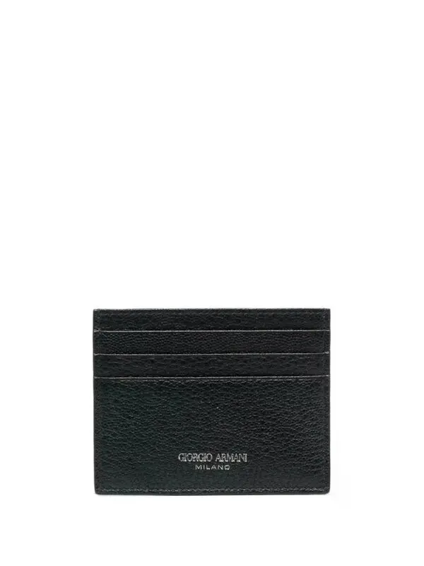 Giorgio Armani Grained-textured Leather Card Holder - Black