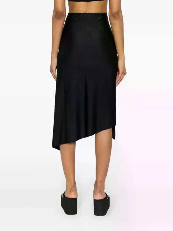 Coperni Asymmetric Floral Appliqué Midi Skirt - Black