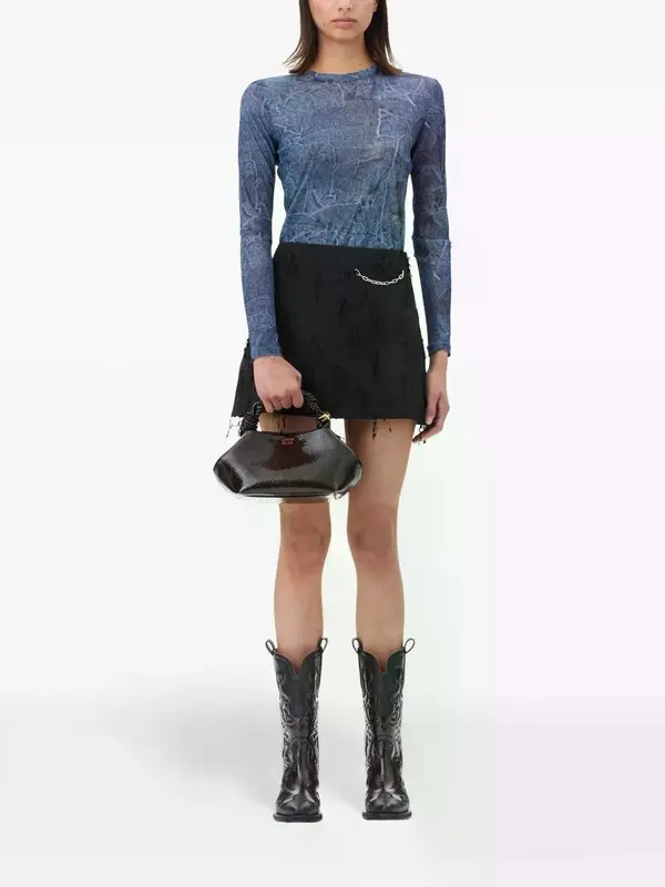 GANNI Printed Mesh Top