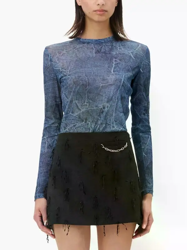 GANNI Printed Mesh Top