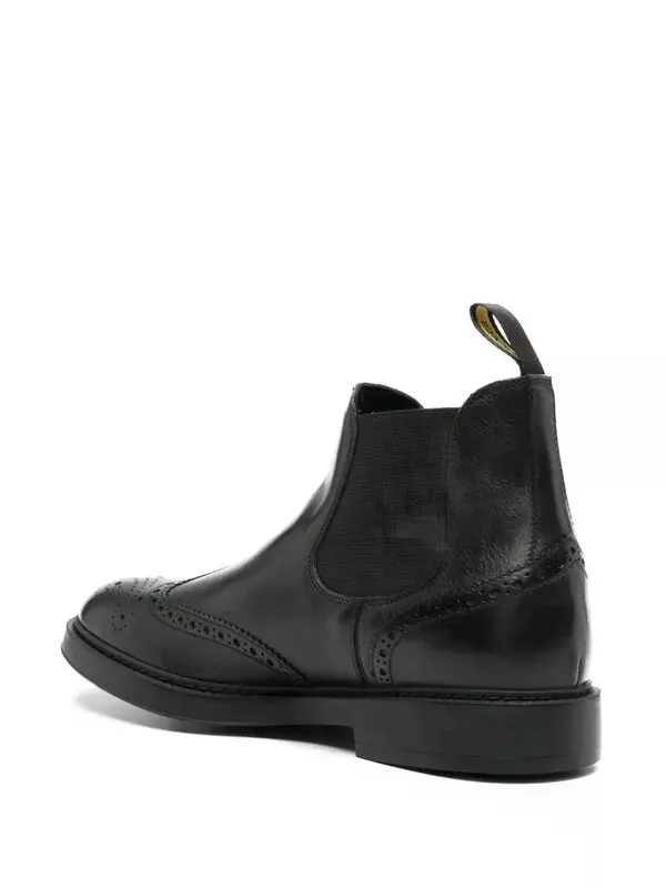 DOUCAL'S Perforated Leather Ankle Boots - Black