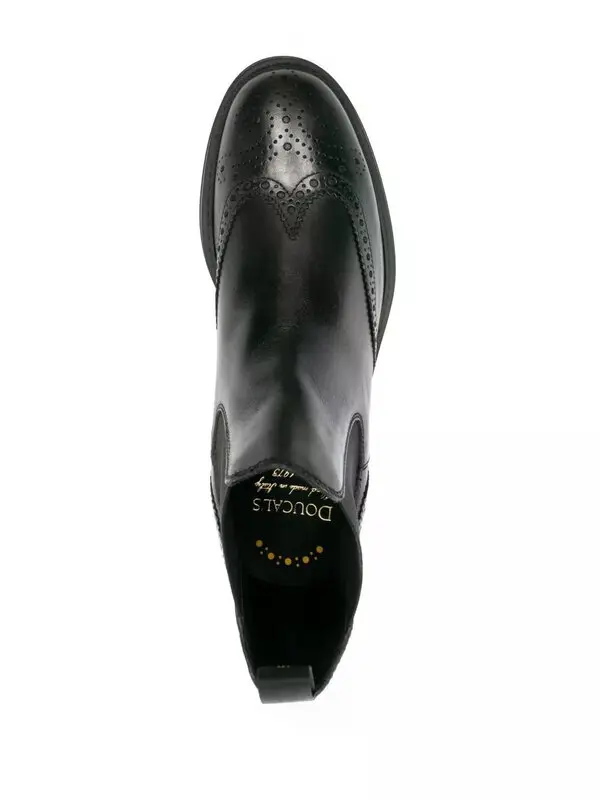DOUCAL'S Perforated Leather Ankle Boots - Black