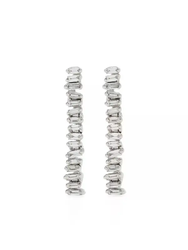 SUZANNE KALAN 18kt White Gold Linear Baby Tennis Diamond Earrings - Silver
