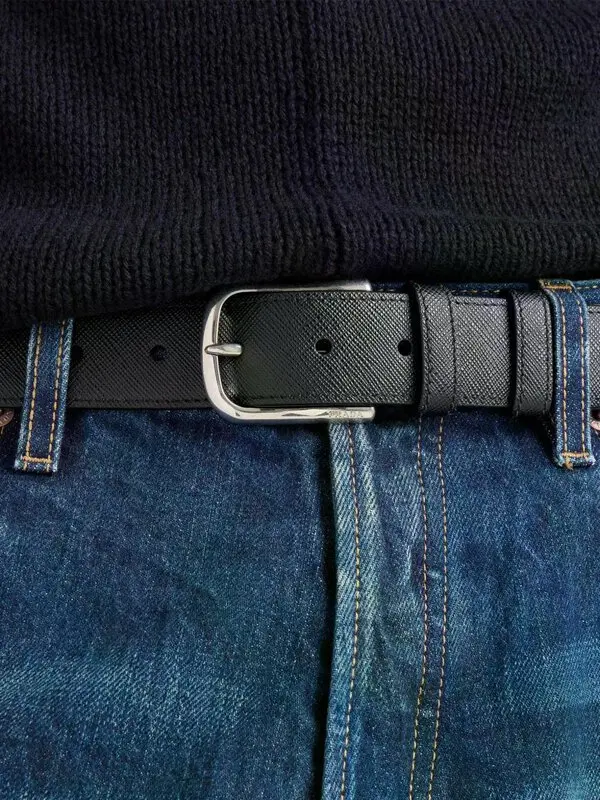 Prada Saffiano Leather Belt - Black