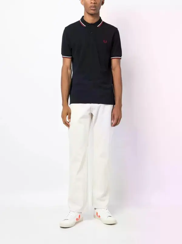 Fred Perry Contrast-trim Cotton Polo Shirt - Blue