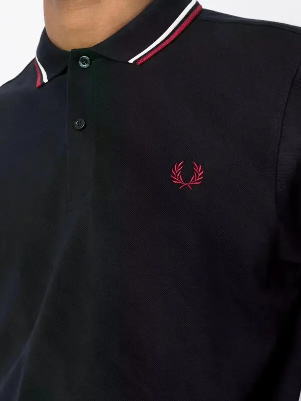 Fred Perry Contrast-trim Cotton Polo Shirt - Blue