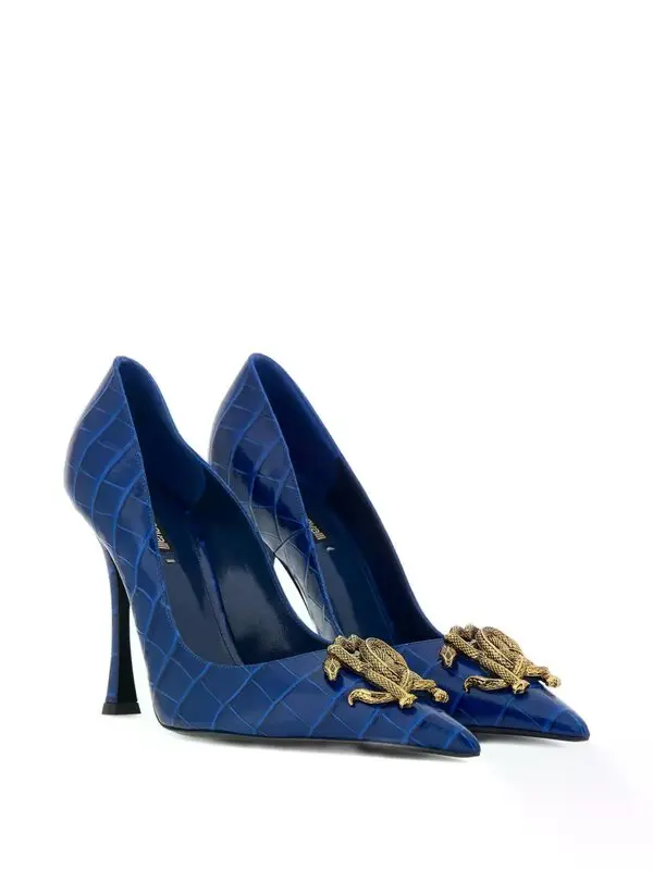 Roberto Cavalli Leather Pumps With Logo Plaque