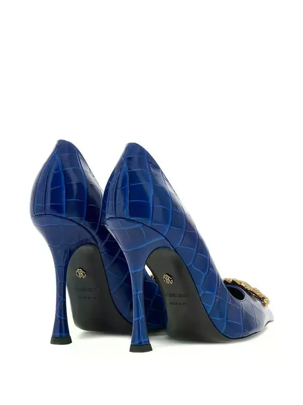 Roberto Cavalli Leather Pumps With Logo Plaque
