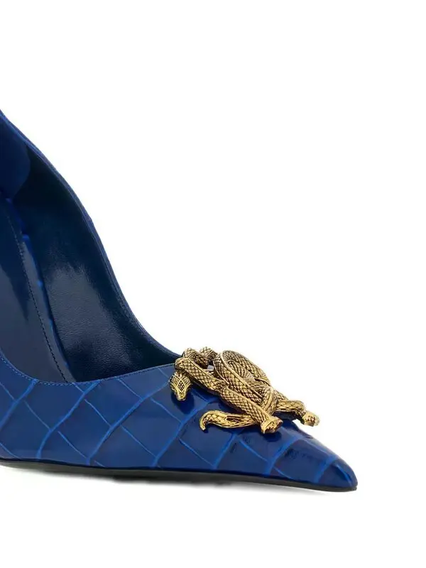 Roberto Cavalli Leather Pumps With Logo Plaque