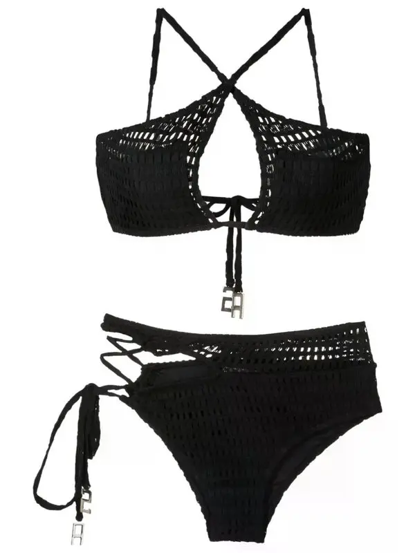 AMIR SLAMA Open-knit Cut-out Bikini Set - Black